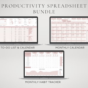 Productivity Spreadsheet Template Bundle | Excel Spreadsheet Template ...