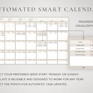 Task Tracker and Smart Calendar 2024 2025 to Do List Spreadsheet ...
