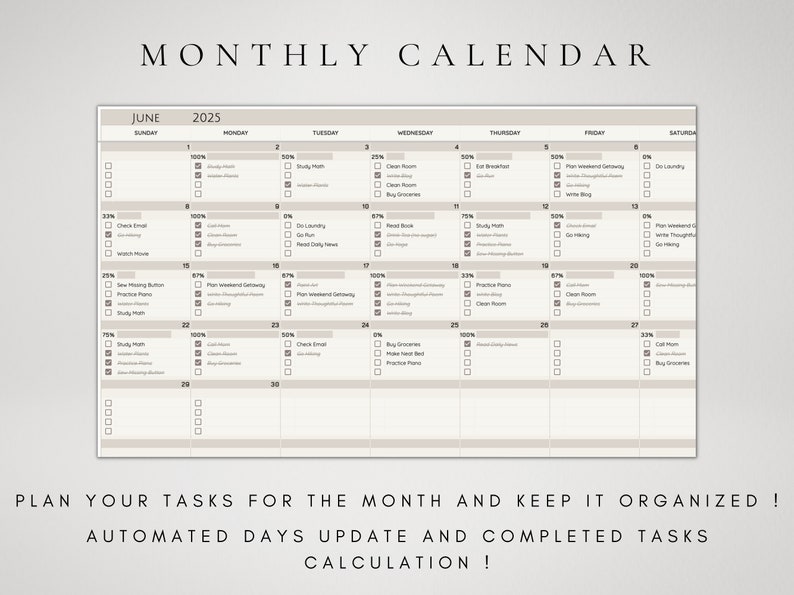 Digital Monthly Calendar 2026 | Google Sheets | Task Planner ...