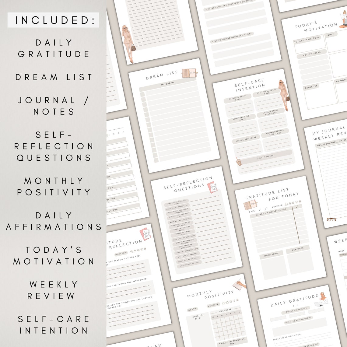 Gratitude Journal Canva Daily Gratitude Template Self Care - Etsy