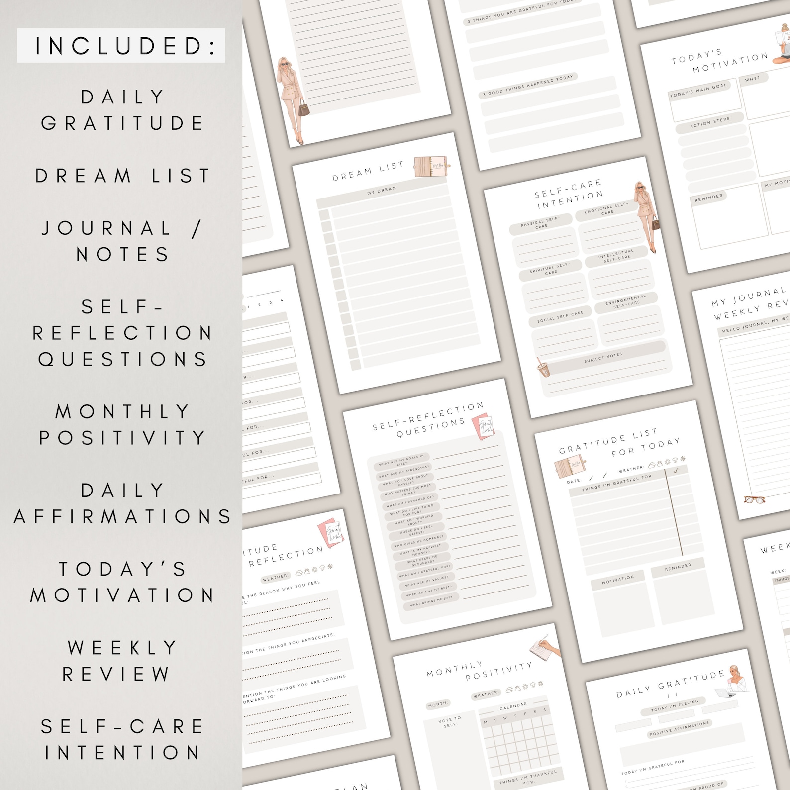 Gratitude Journal Canva Daily Gratitude Template Self Care - Etsy