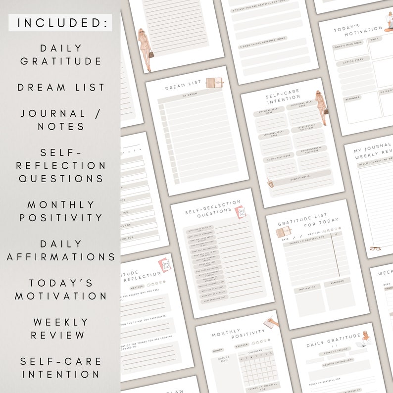 Gratitude Journal Canva | Daily Gratitude Template | Self Care Planner ...