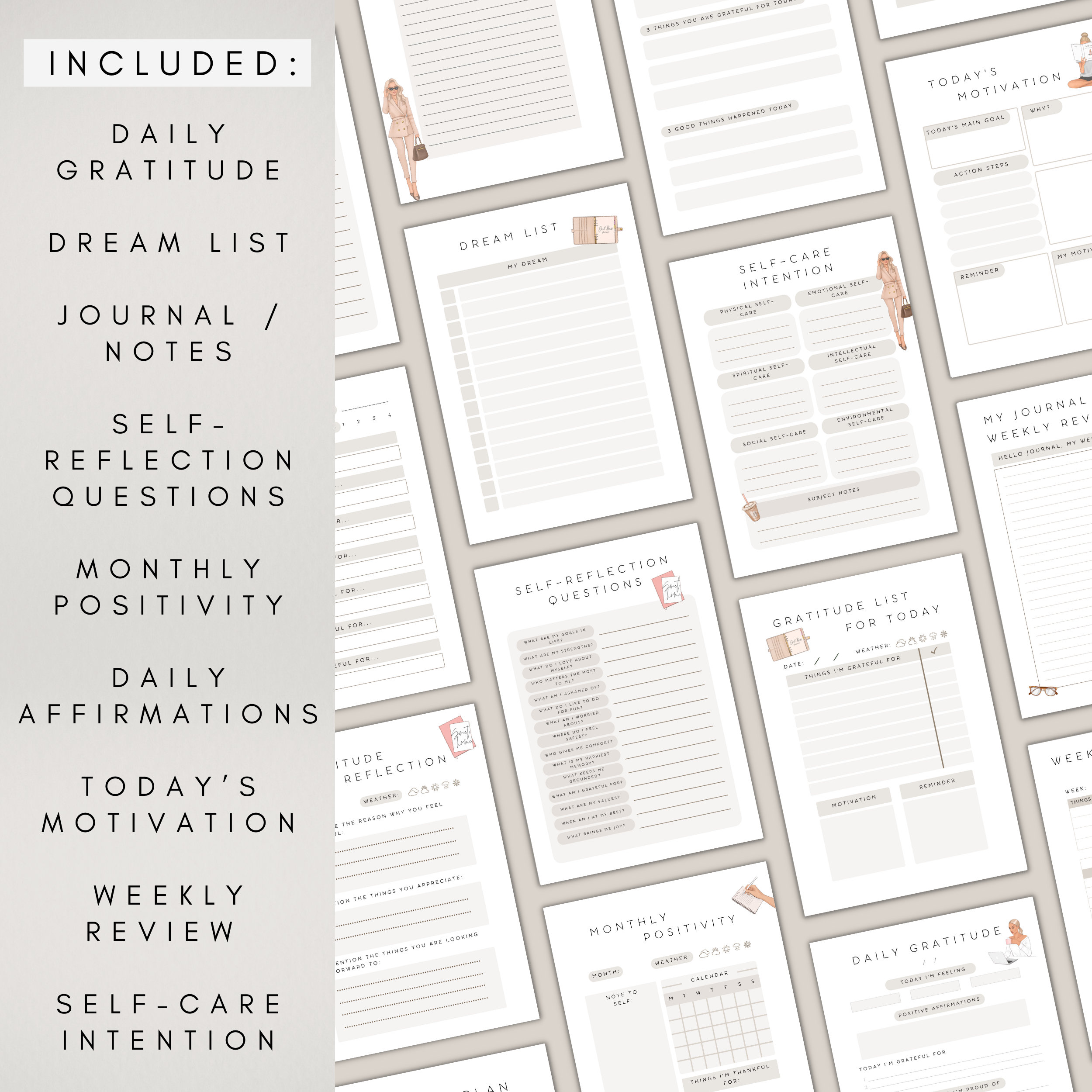 Gratitude Journal Canva Daily Gratitude Template Self Care - Etsy