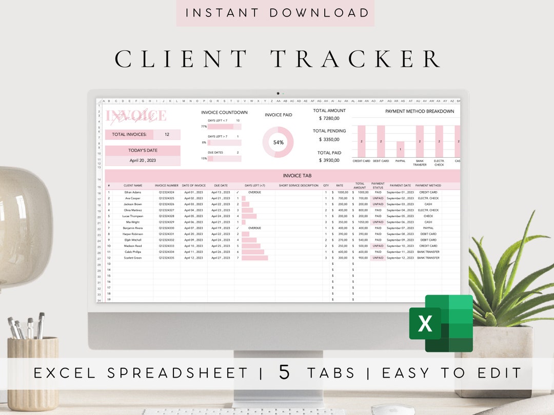 Client Tracker| Small Business Excel Spreadsheet| Excel Planner ...