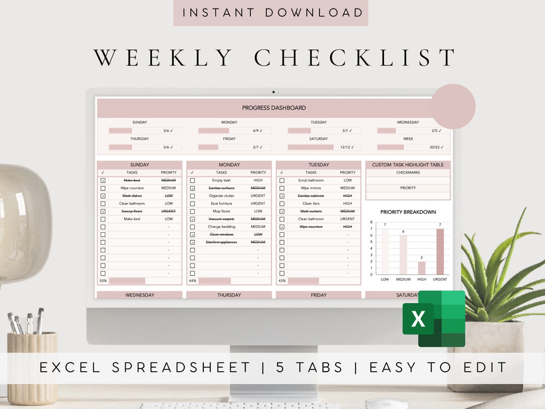 Task Tracker Spreadsheet | to Do List Template Excel | Productivity ...
