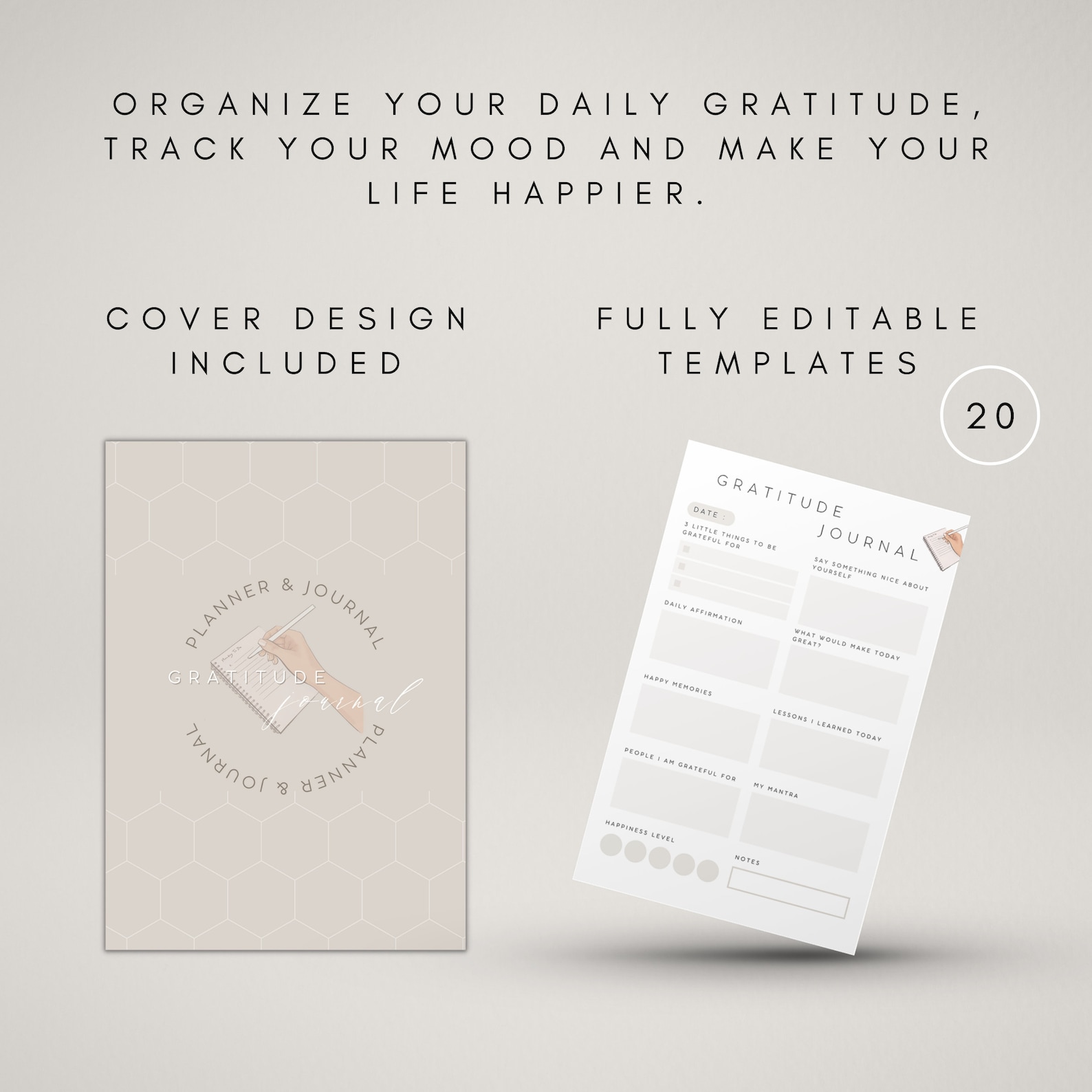 Gratitude Journal Canva | Daily Gratitude Template | Self Care Planner ...