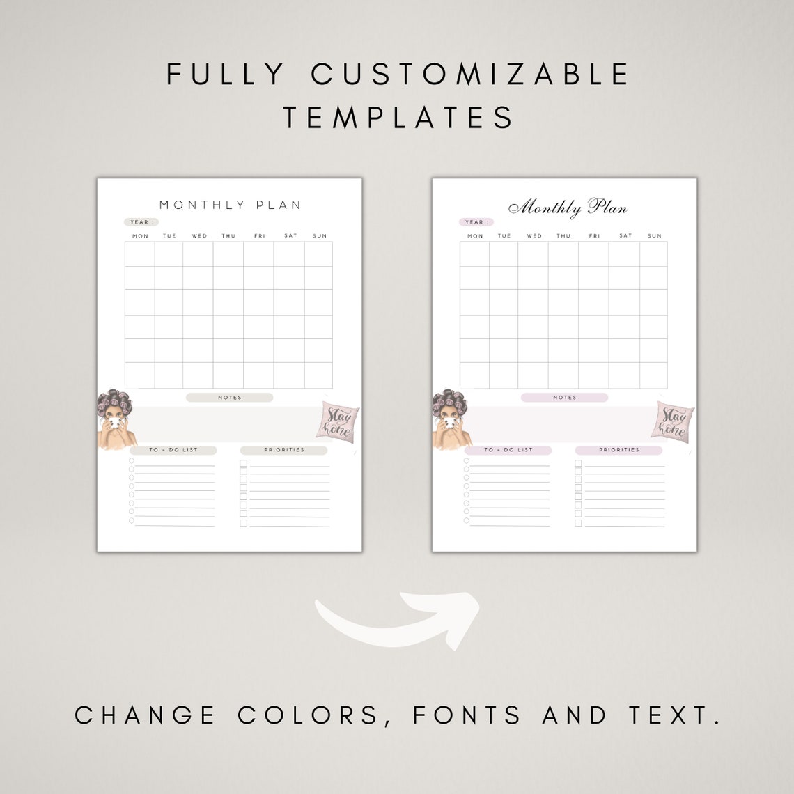 Undated Monthly Planner Printable | Canva Monthly Planner | Month at a ...