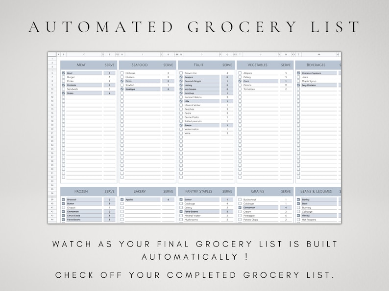 Digital Meal Planner | Automated Grocery List | Meal Planner Google ...