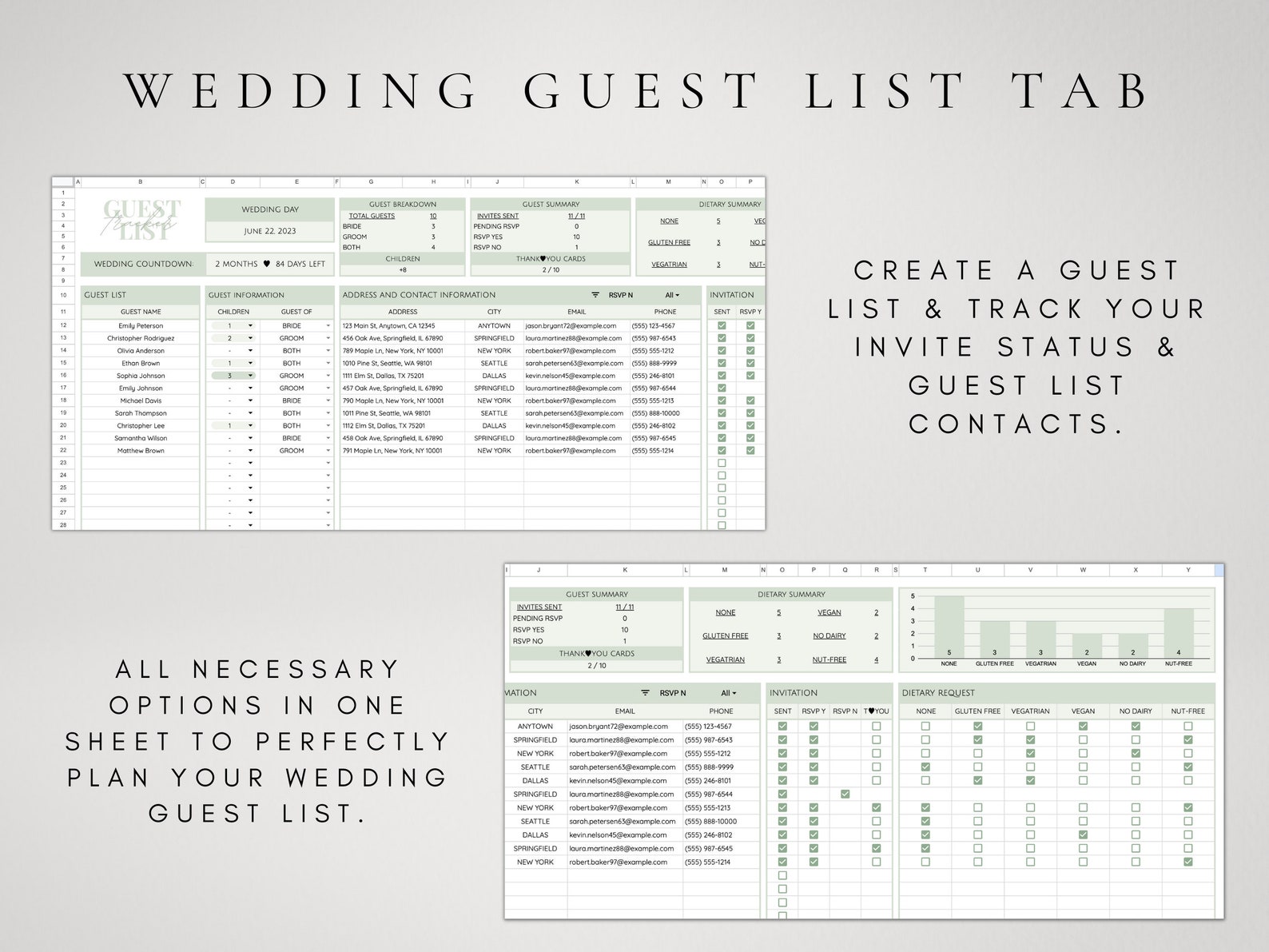 Wedding Guest List Spreadsheet | Wedding Guest Plan | Wedding Guest ...