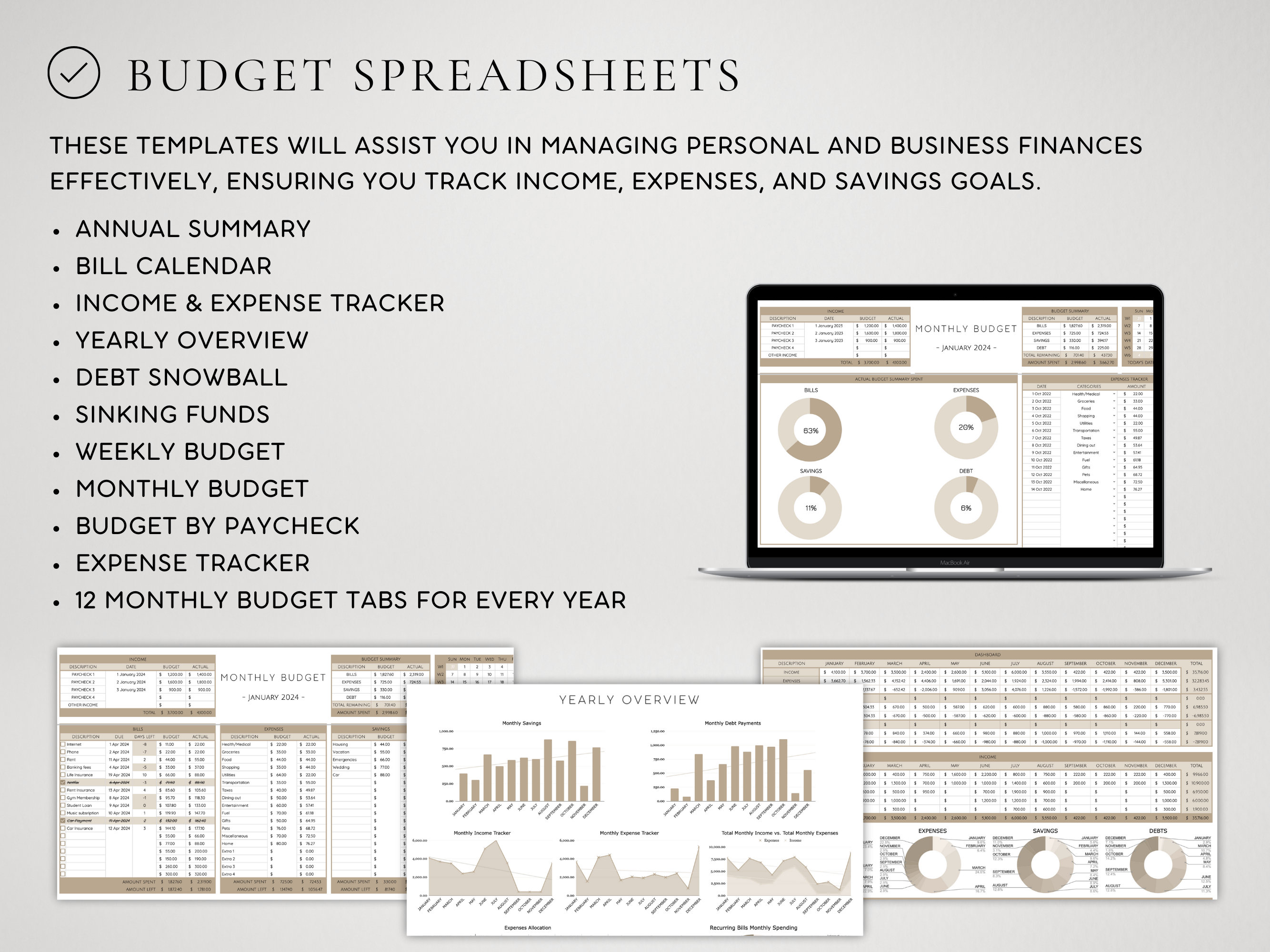 Spreadsheet Template Bundle | Digital Planner Google Sheet | Digital ...