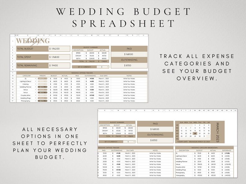Wedding Budget Spreadsheet Template Google Sheets Wedding - Etsy