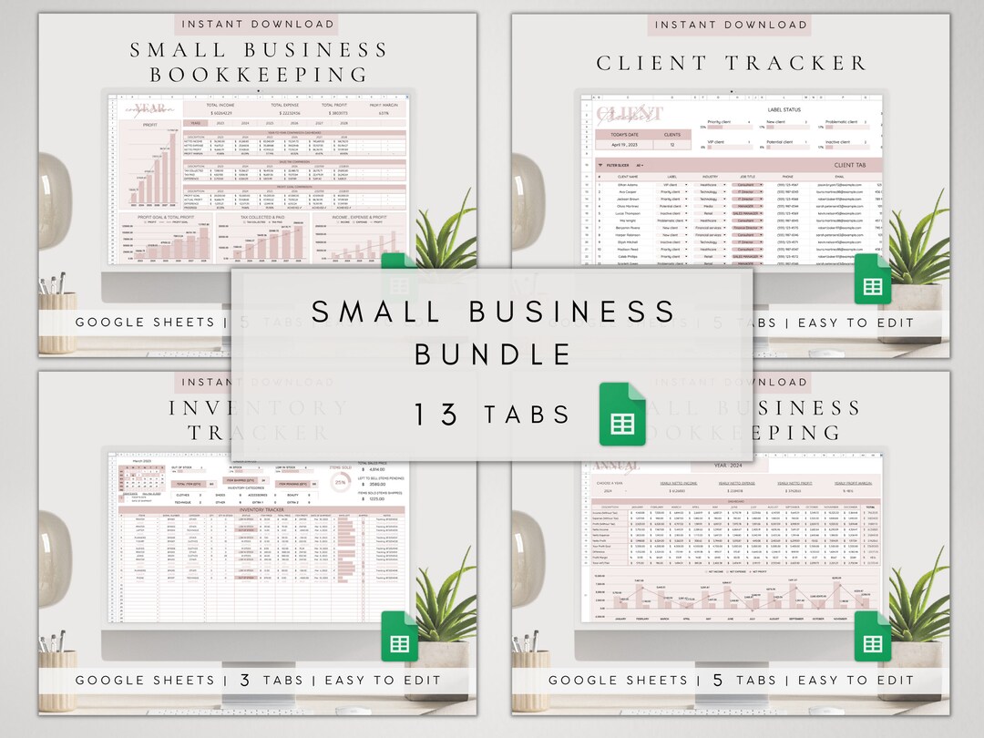Small Business Tracker Spreadsheet | Bookkeeping Planner Template ...