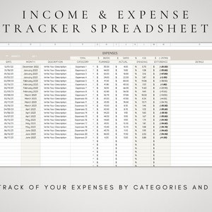 Income and Expense Tracker Google Sheets | Monthly Budget Spreadsheet ...