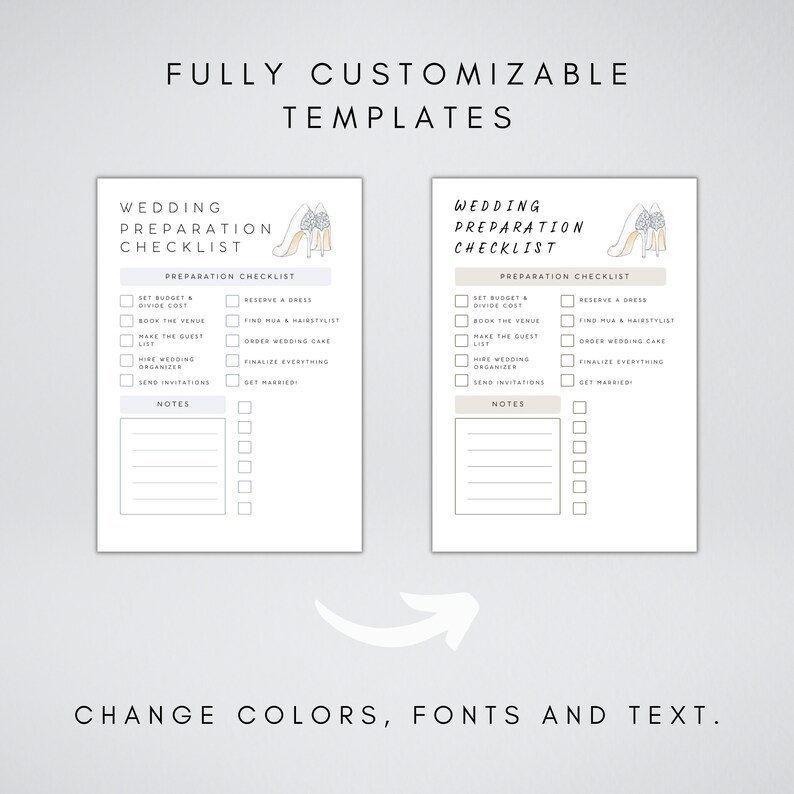 Editable Wedding Checklist Canva Wedding Planner Pages - Etsy