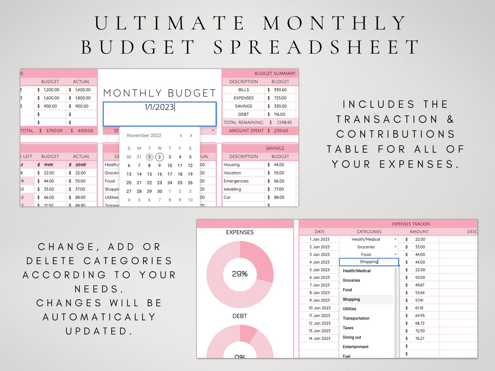 Ultimate Monthly Budget Google Sheets Budget Spreadsheet - Etsy