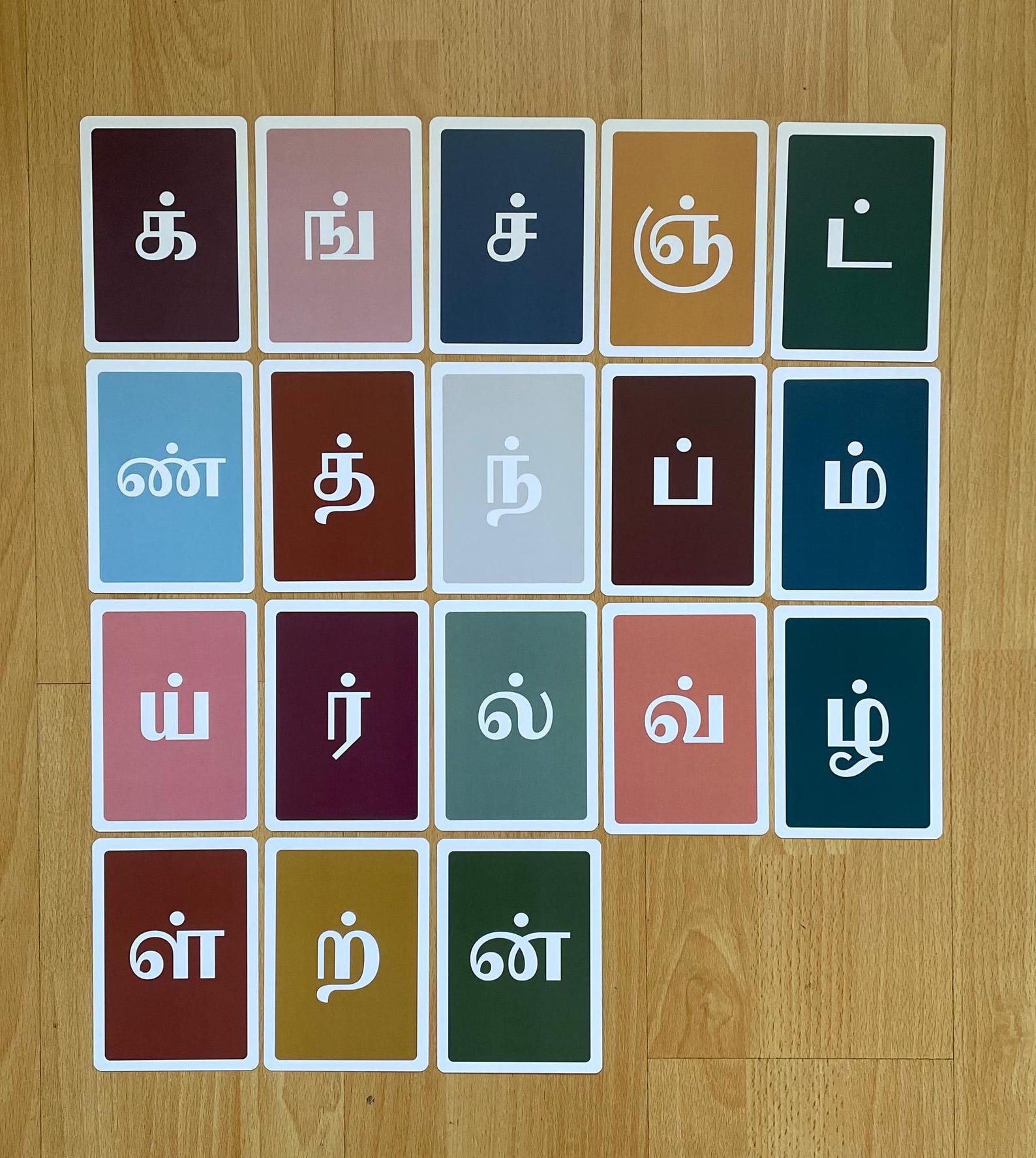 Tamil Alphabet Flashcards | Mei Eluthukkal | 18 Consonants | A6 Language Learning Cards for Kids ...