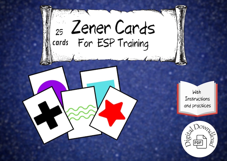 Digital Zener Cards Instant Download ESP Training Cards Meditation and ...