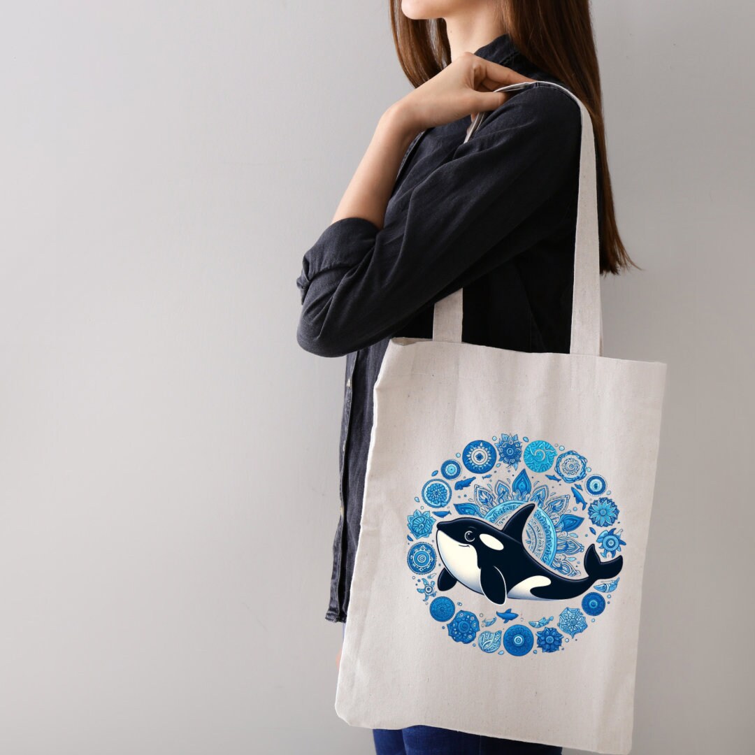 Orca Totebag, Orcalover Gif, Orca Mandala Tote Bag - 100% Cotton Eco ...