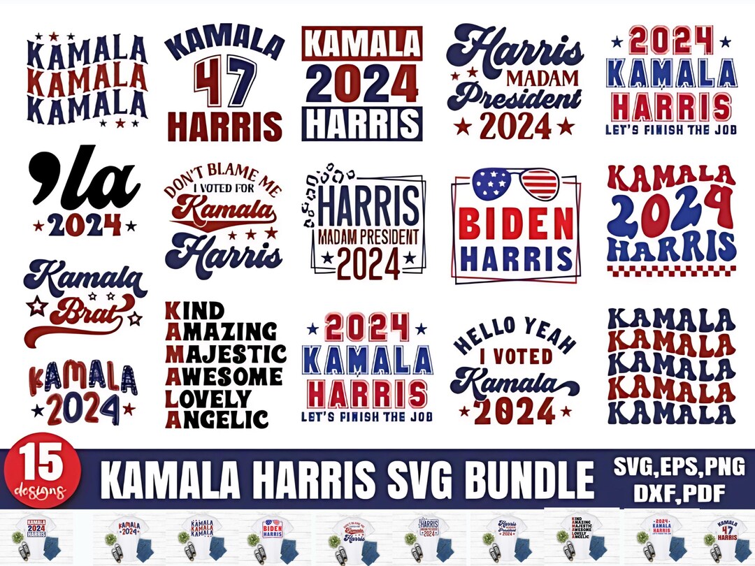 Kamala Harris SVG,PNG,PDF Make Your Own Kamala Harris Merch. 15 Svg ...