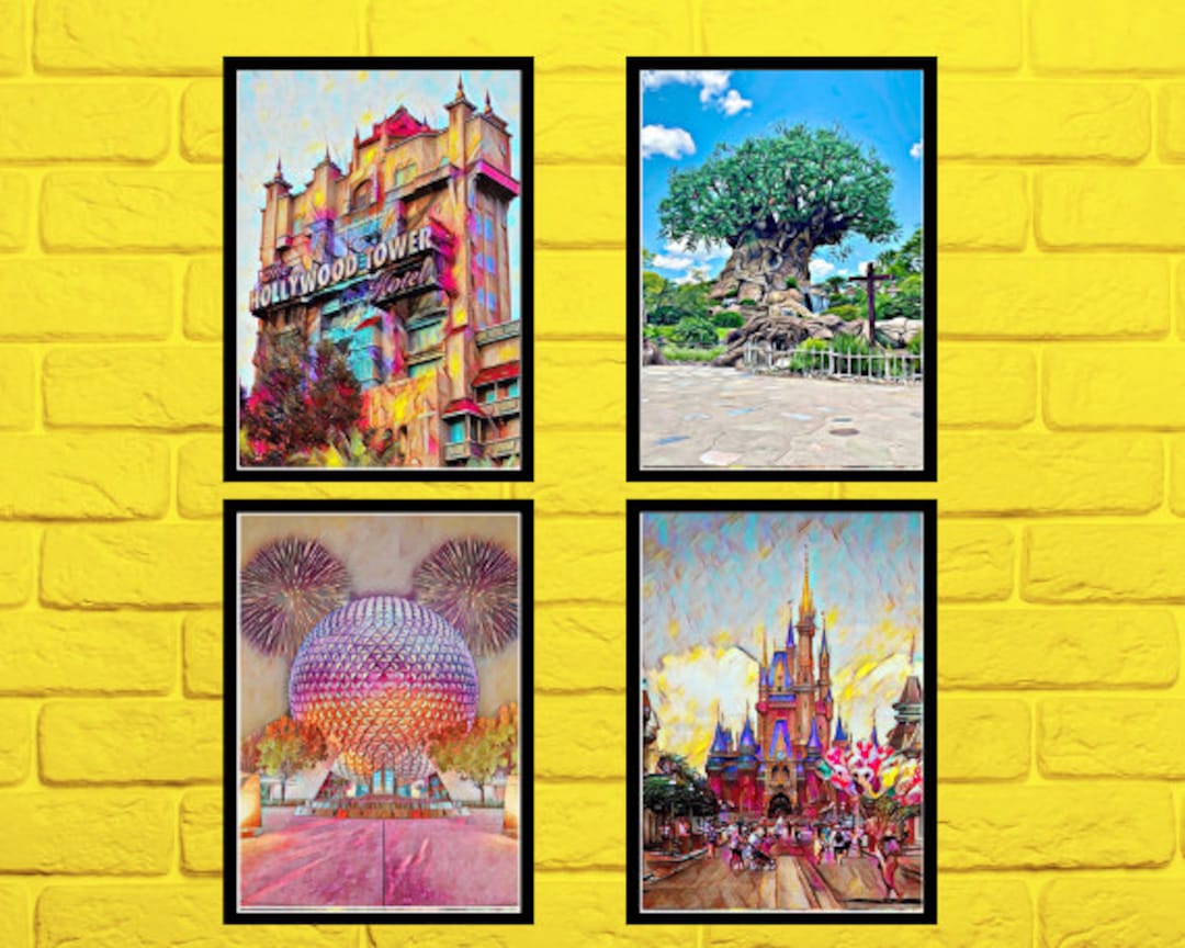 WDW, Walt Disney World 4 Park Prints, Set of Four Park Prints, Magic ...