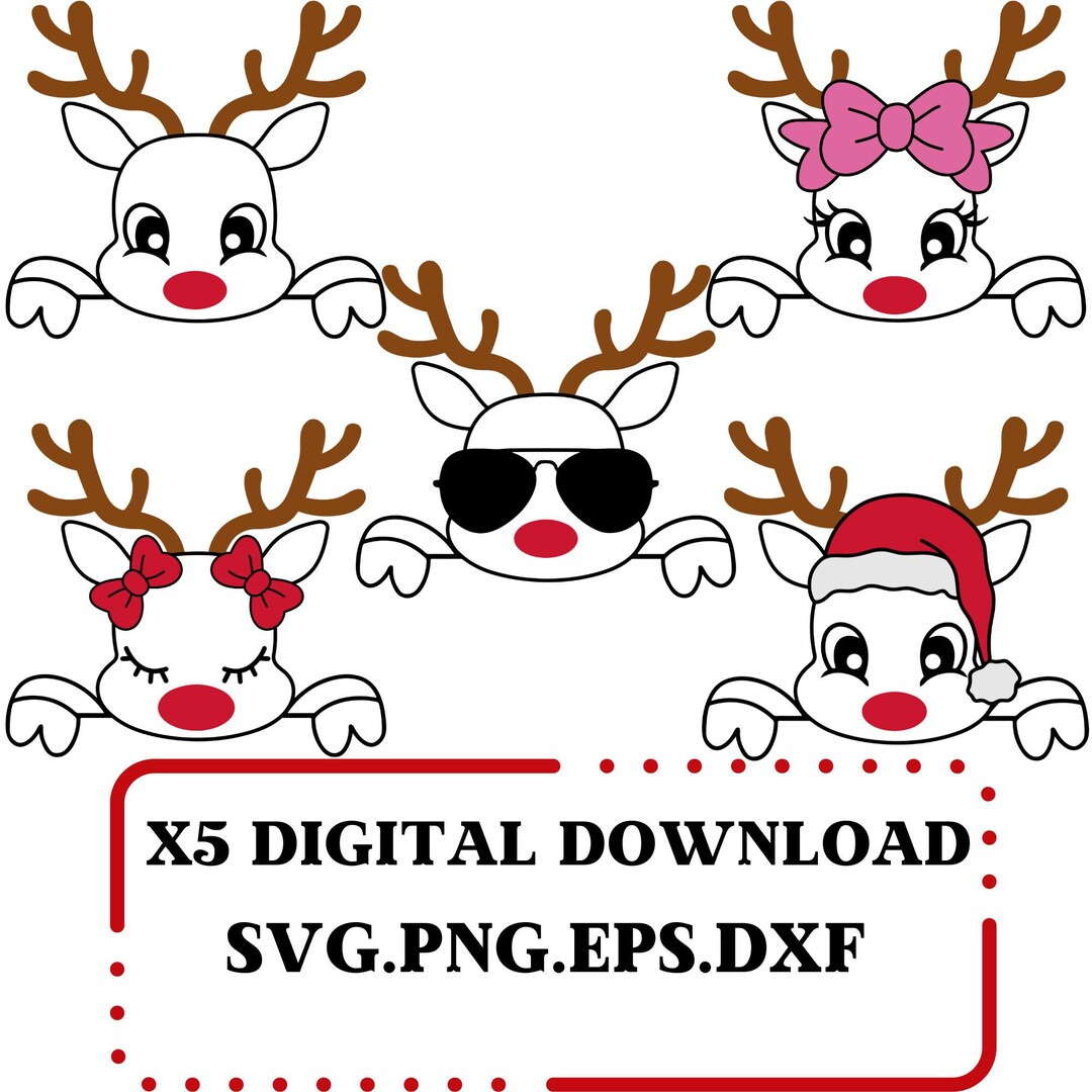 Cute Christmas Reindeer SVG,PNG, Digital Download Use for POD, Santa's ...