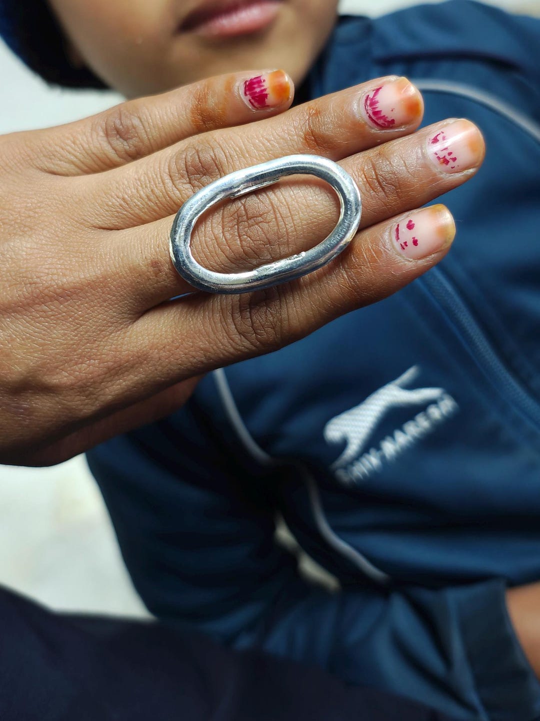 925 Sterling Silver Open Oval Ring, Open Oblong Large Oval Ring, Open ...