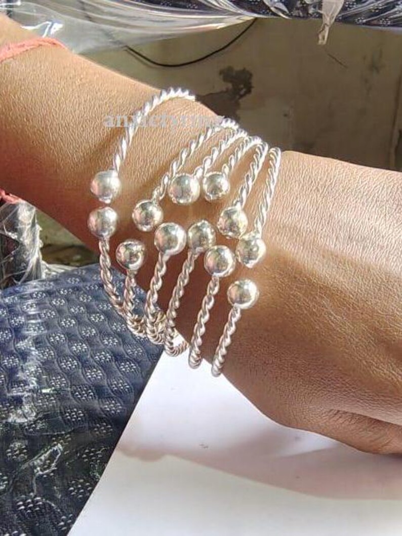 Set of 3 Thick Sterling Silver Belize Bangles | Handmade Stackable ...