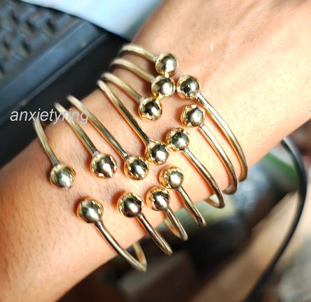 Thick West Indian Bangles, Set of 7 Bangles, Ball Brass Bangles, Boho ...