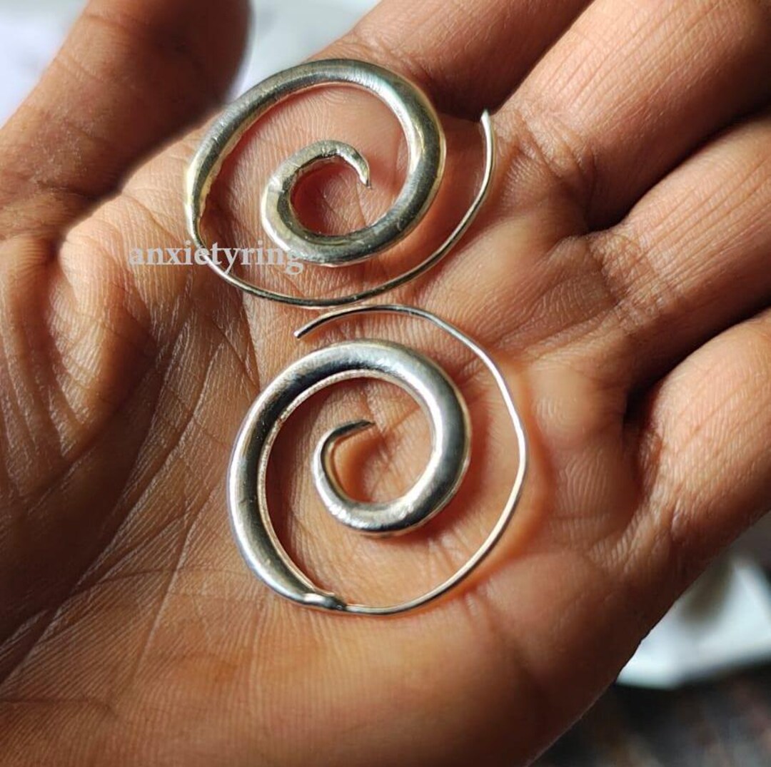 Tribal Thick Spiral Hoop Swirl Coil Women Spiral Tribal Earrings LARGE ...