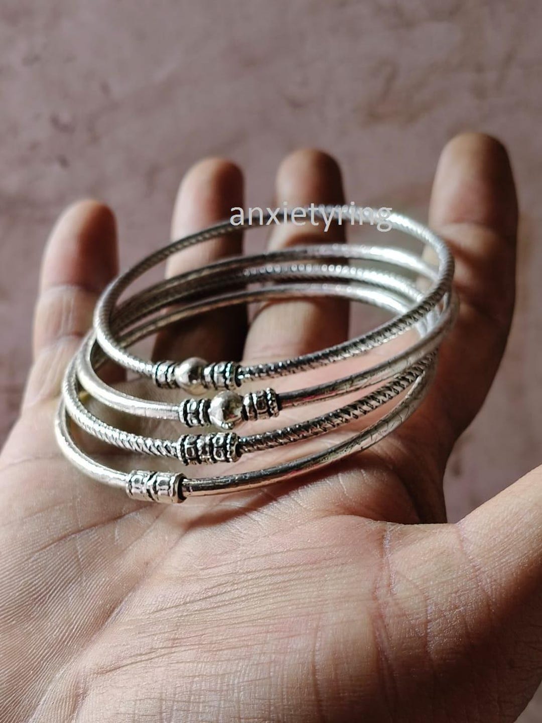 Sterling Silver 7 Day Bangles, Stackable Boho Bracelets, Western Indian ...
