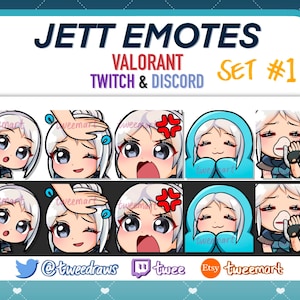 5 Jett Emotes - SET #1 | VALORANT | Twitch & Discord - Etsy