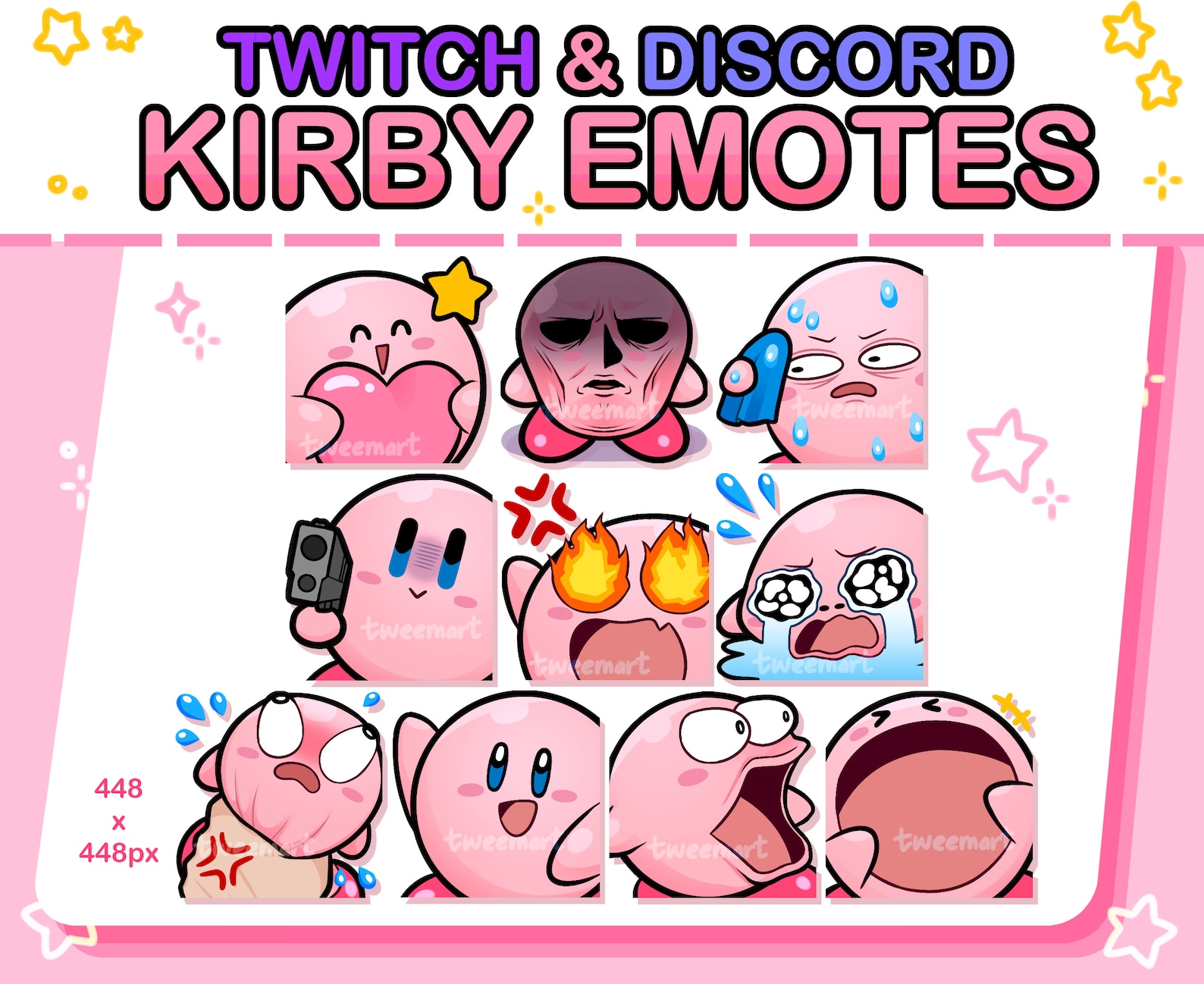 Silly Kirby Emotes for Twitch and Discord - Etsy