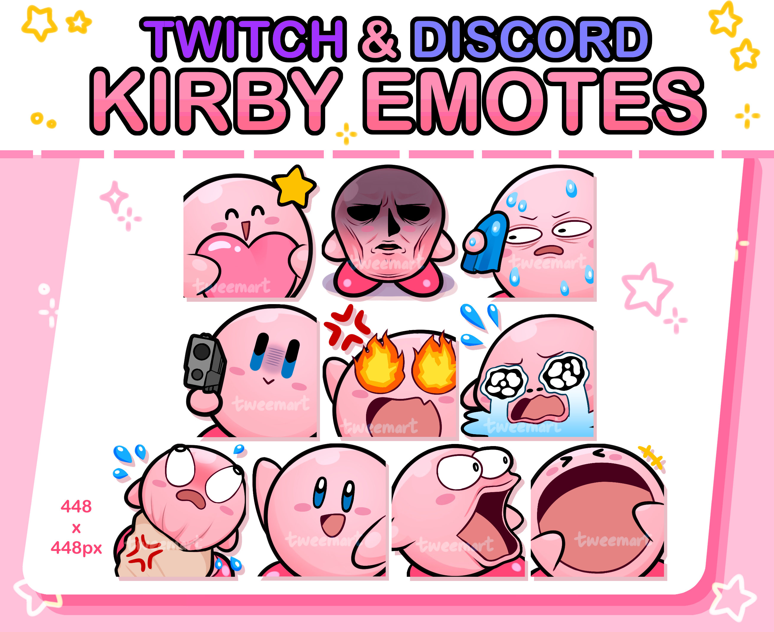 Silly Kirby Emotes for Twitch and Discord - Etsy UK