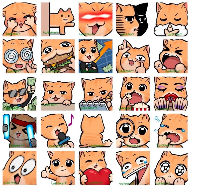 CHEAP 100 Cute Ginger Cat Emotes Twitch and Discord Kawaii Orange Neko ...