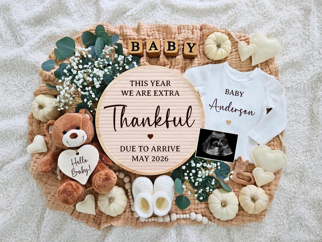 Thanksgiving Pregnancy Announcement Digital, Extra Thankful Baby ...