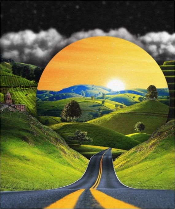 Printable Digitalcollage ROAD TRIP Poster Art Picture | Etsy