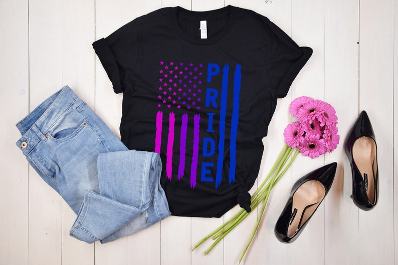 American Rainbow Flag Shirt, Rainbow Flag Shirt, Blue Purple Bisexual ...