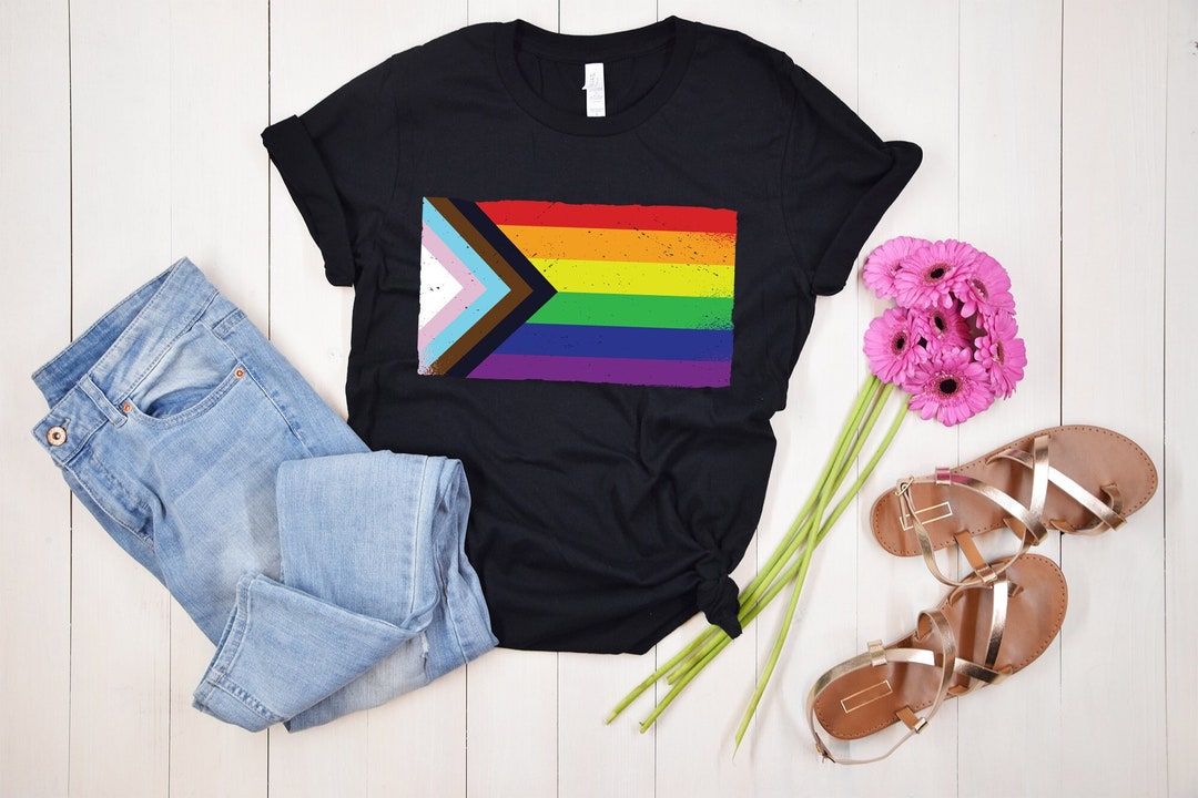 LGBTQ Black Pride Flag Shirt, Rainbow Flag Shirt, Gay Rainbow Shirt ...