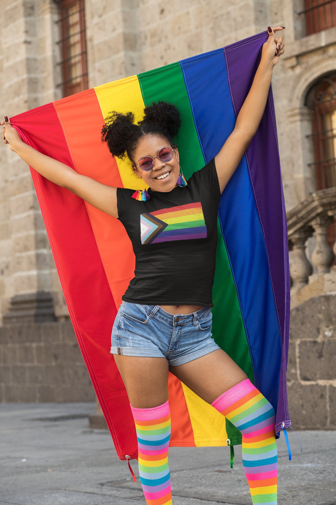 LGBTQ Black Pride Flag Shirt, Rainbow Flag Shirt, Gay Rainbow Shirt ...