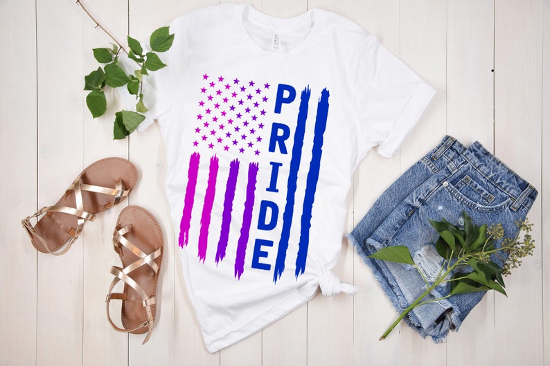American Rainbow Flag Shirt, Rainbow Flag Shirt, Blue Purple Bisexual ...