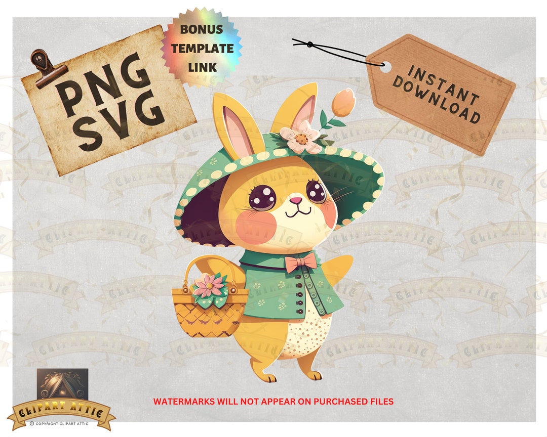 Lady Bunny at Easter, PNG, SVG, Commercial Use, Easter Clipart, Bunny ...