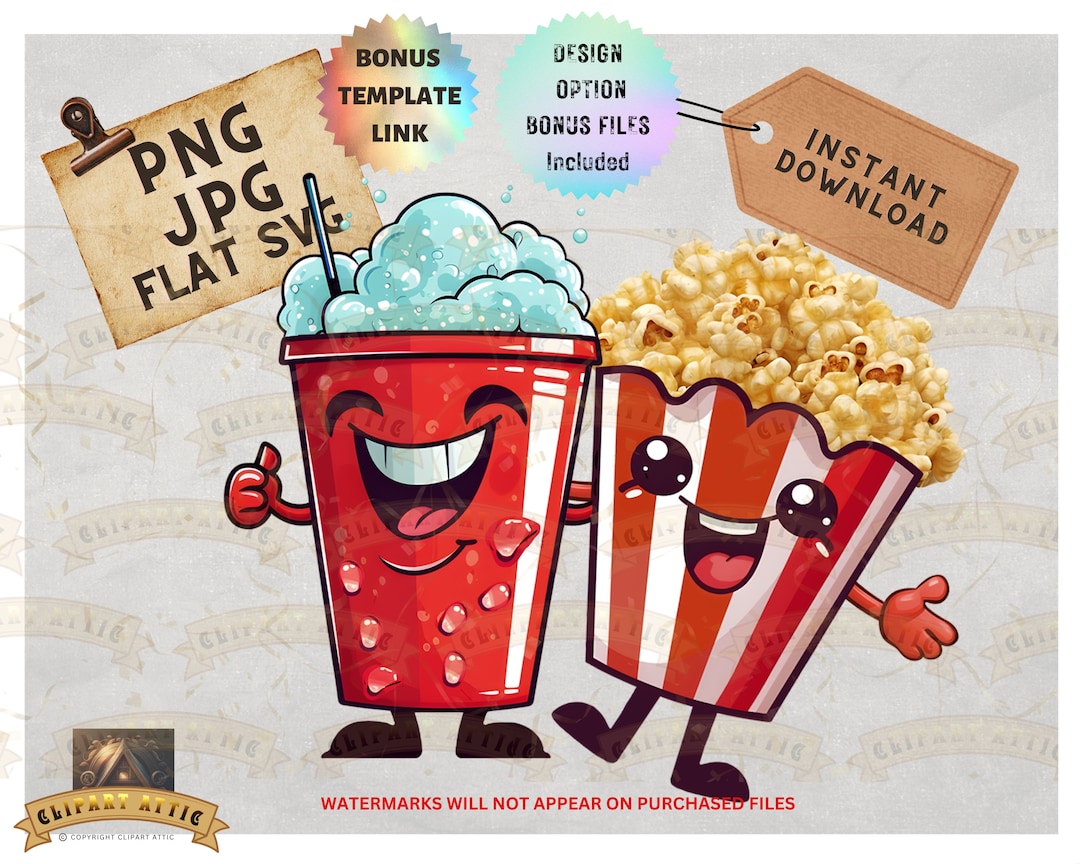 Movie Theatre Clipart, Popcorn PNG, Summer Clipart, Soda Clipart ...