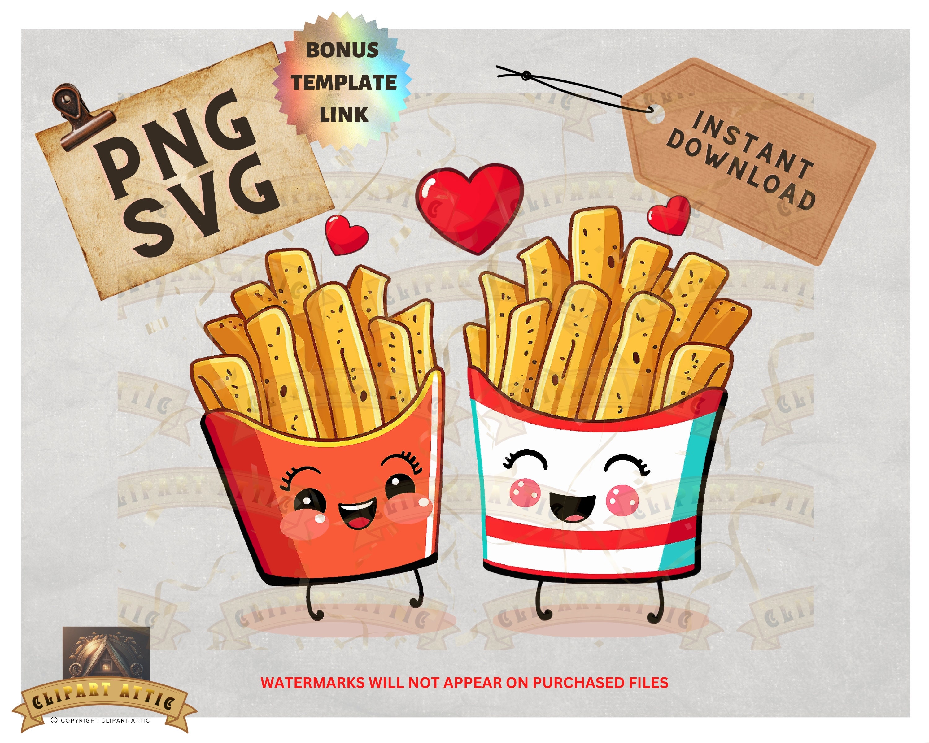 Retro Fries PNG, French Fries SVG, Commercial Use, Print on Demand ...