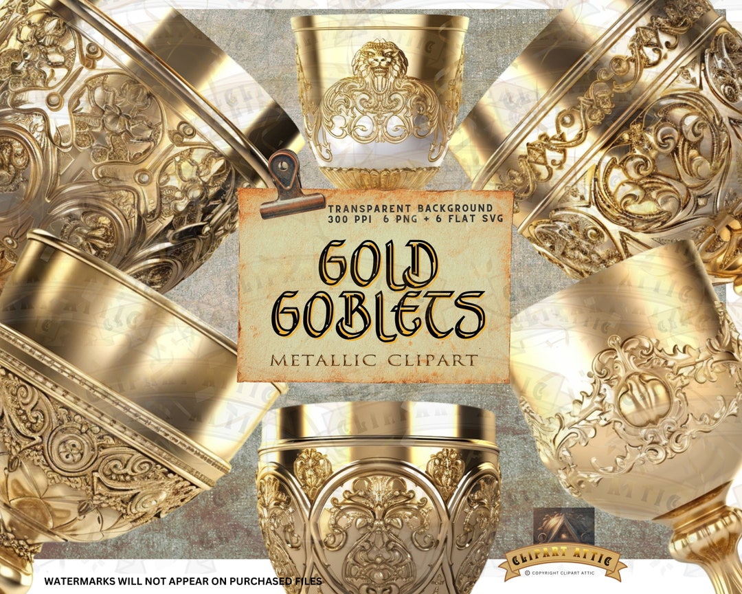 Gold Goblet Clipart, Gold PNG, Commercial Print Use, Renaissance Fair ...