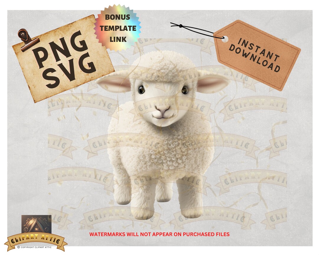 Little Easter Lamb PNG, SVG, Commercial Print Use Included, Print on ...