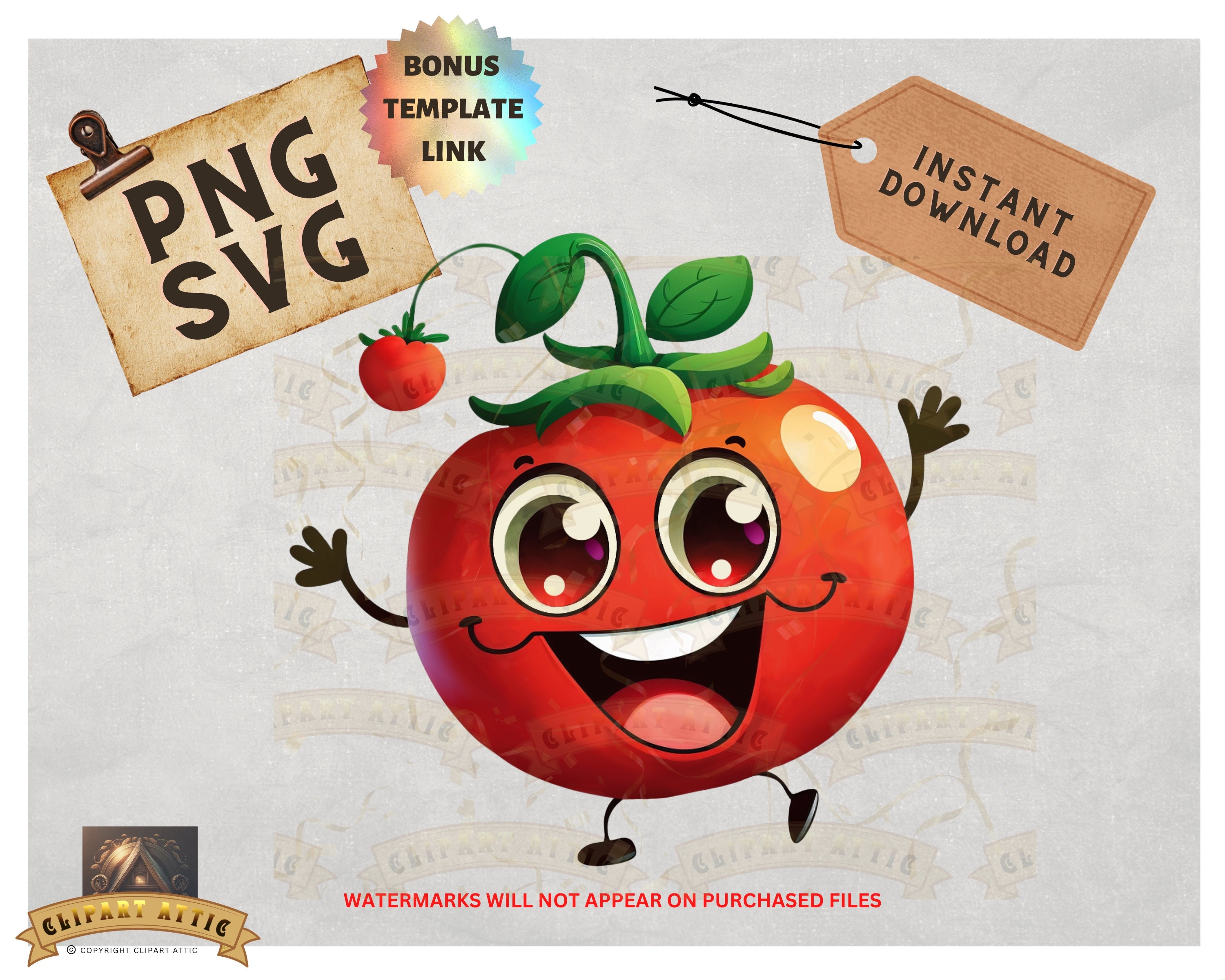 Happy Tomato, PNG, SVG, Commercial Print Use, POD, Gardening Cartoon ...