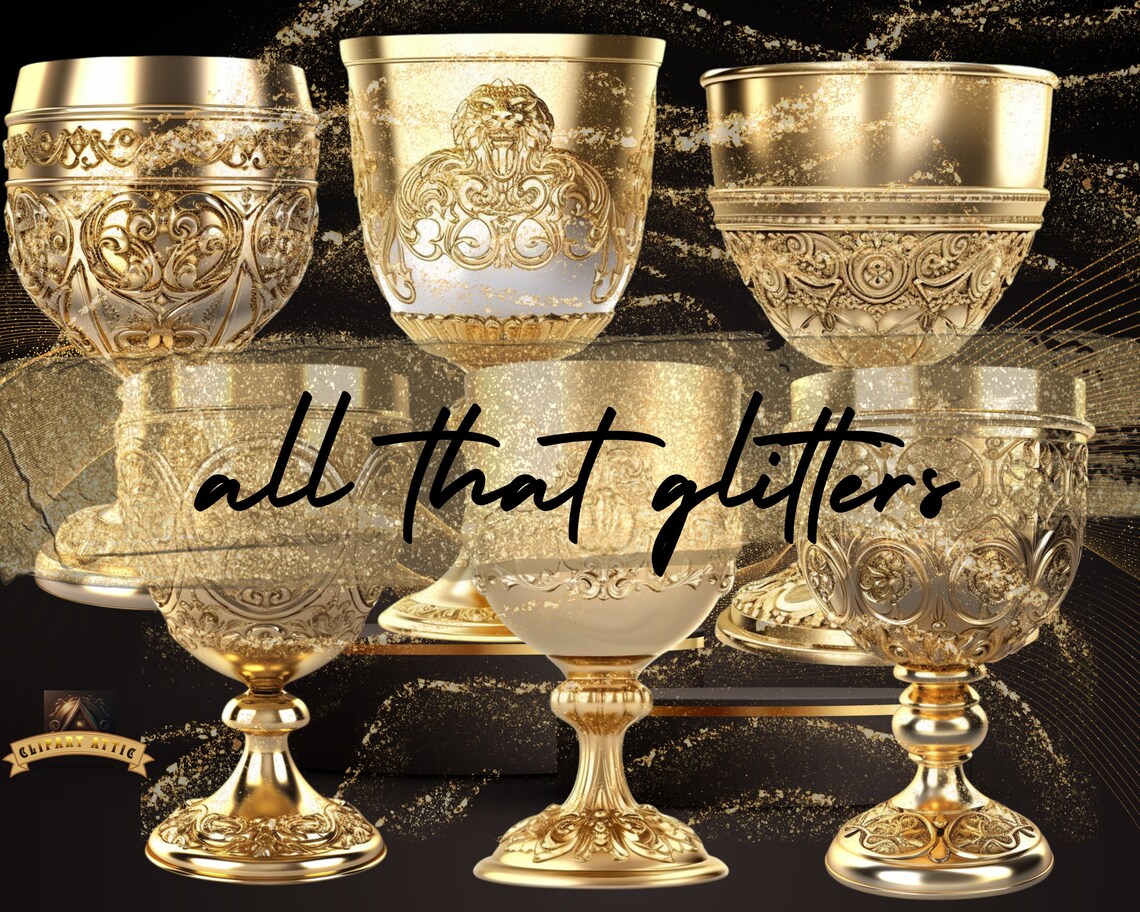 Gold Goblet Clipart, Gold PNG, Commercial Print Use, Renaissance Fair ...