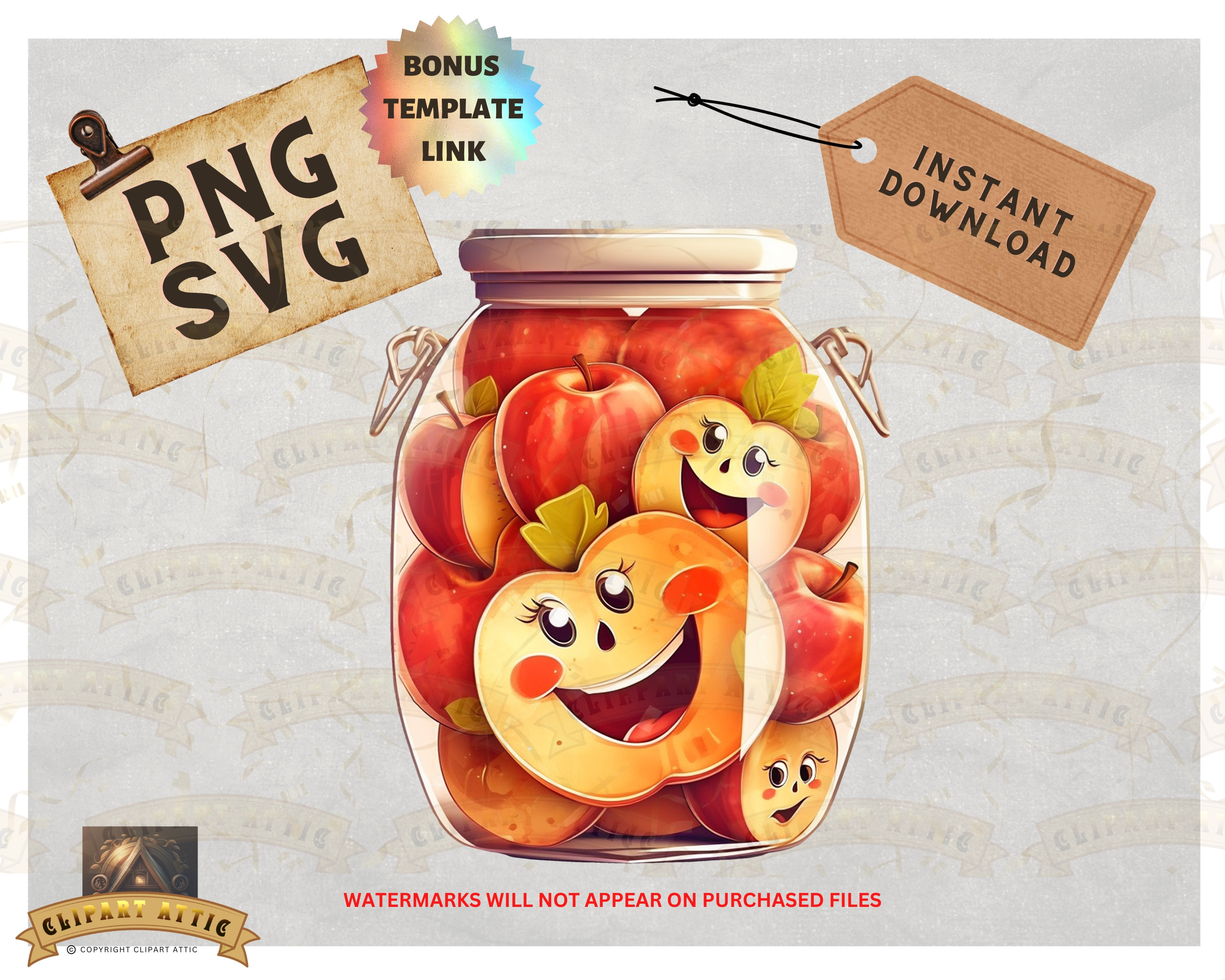 Home Canning Apples in a Jar, Cute Clipart, Funny PNG, Flat SVG ...