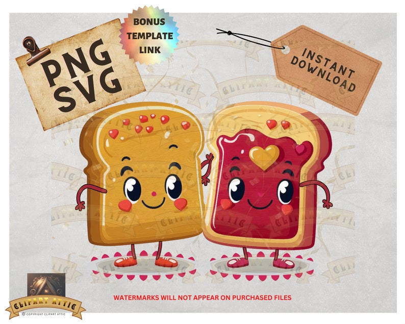 Peanut Butter and Jelly, PBJ PNG, Commercial Use, Print on Demand, Cute ...