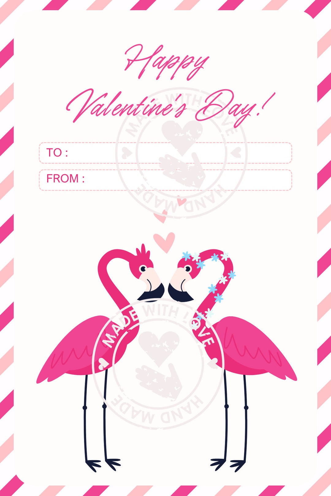 Flamingo Valentine's Day Card, Printable Love Notes (digital Download ...
